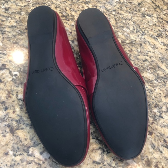 Calvin Klein | Shoes | Calvin Klein Red Patent Leather Loafers 75 ...